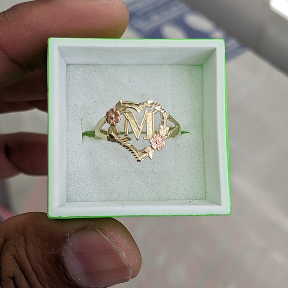 Unbrand | Jewelry | Kt Real Gold Heart Letter M Ring | Poshmark